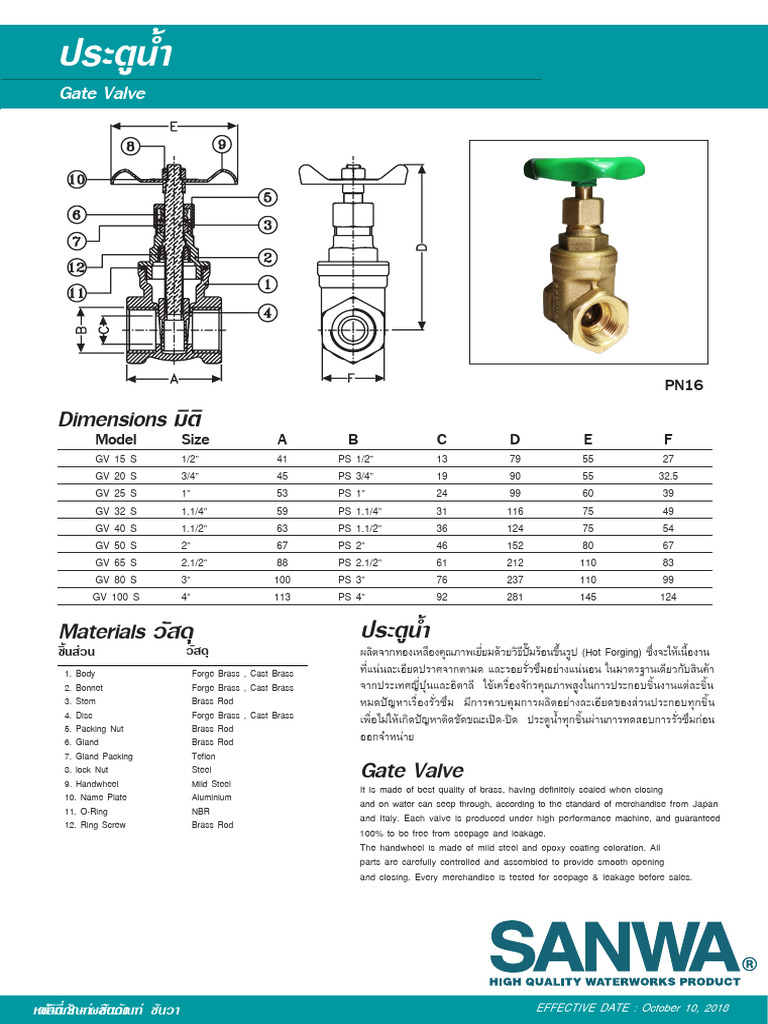 SANWA Gate Valve | PDF