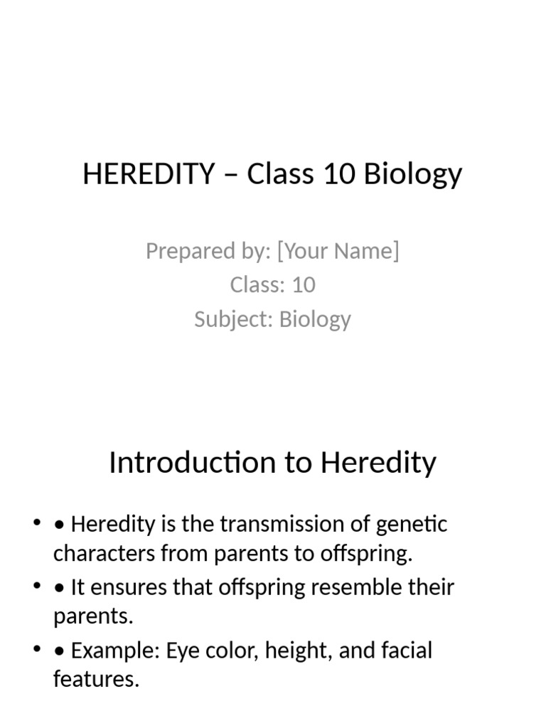 Heredity Class10 Biology | PDF | Dominance (Genetics) | Heredity
