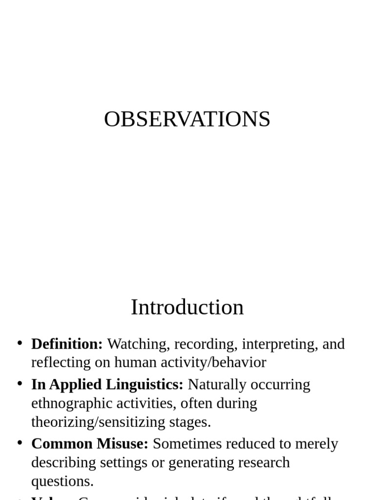 Effective Observation Techniques in Linguistics | PDF | Observation ...