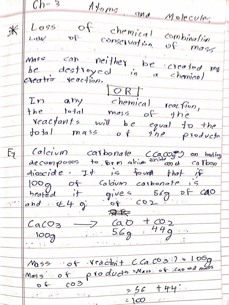 Note For Atoms and Molecules (Handwritten) | PDF