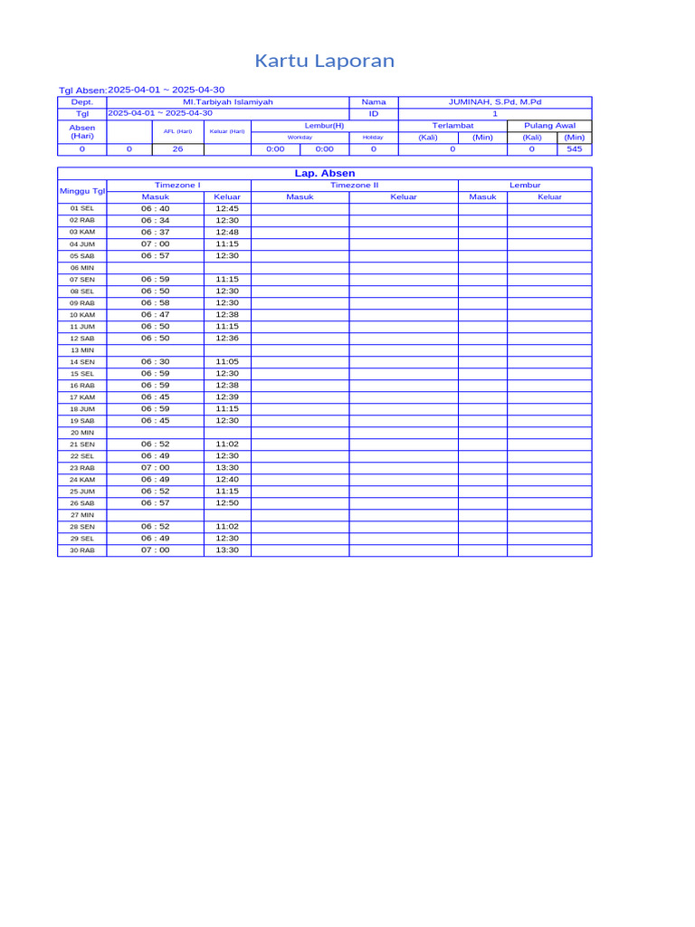 Format Absen April 2025 | PDF
