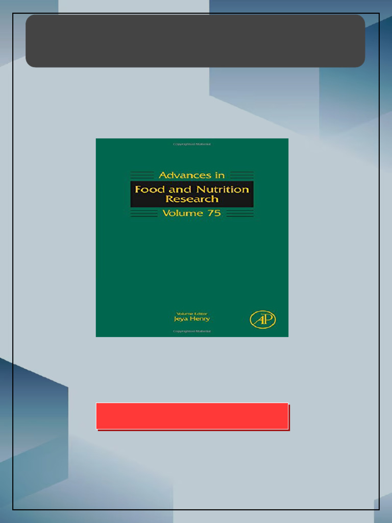 Advances in Food and Nutrition Research Volume 75 1st Edition Jeya ...