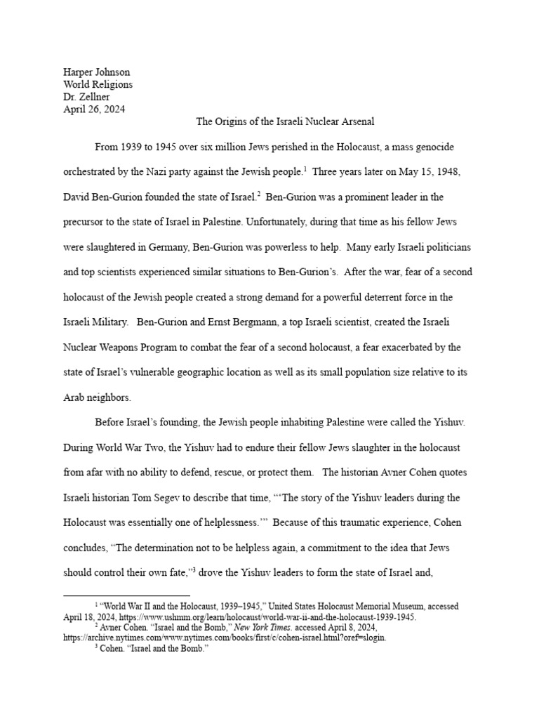 FINAL FInal Harper Johnson Research Paper-3 | PDF | David Ben Gurion ...
