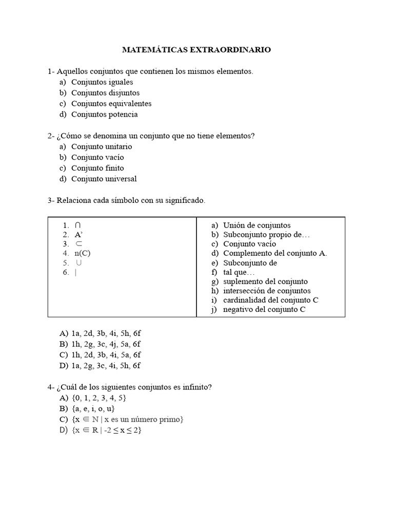 Conceptos Clave de Matemáticas y Funciones | PDF | Conjunto ...
