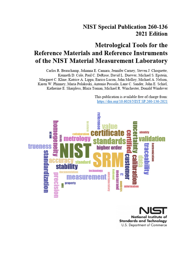 NIST SP260-136 Reference Material & Instrument Metrological Tool | PDF ...