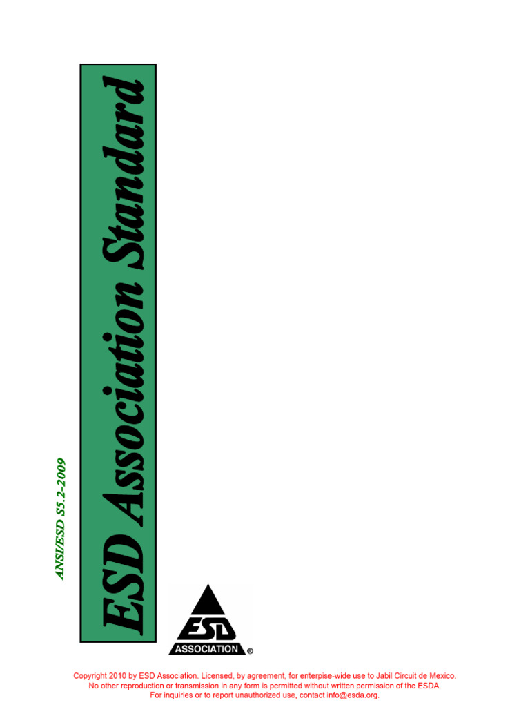 ANSI/ESD S5.2-2009 ESD Testing Standard | PDF | Electrostatic Discharge ...