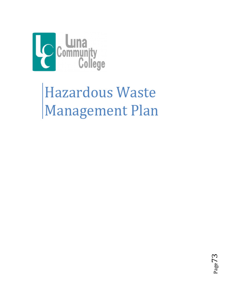 Hazardous Waste Management Plan | PDF | Waste | Hazardous Waste