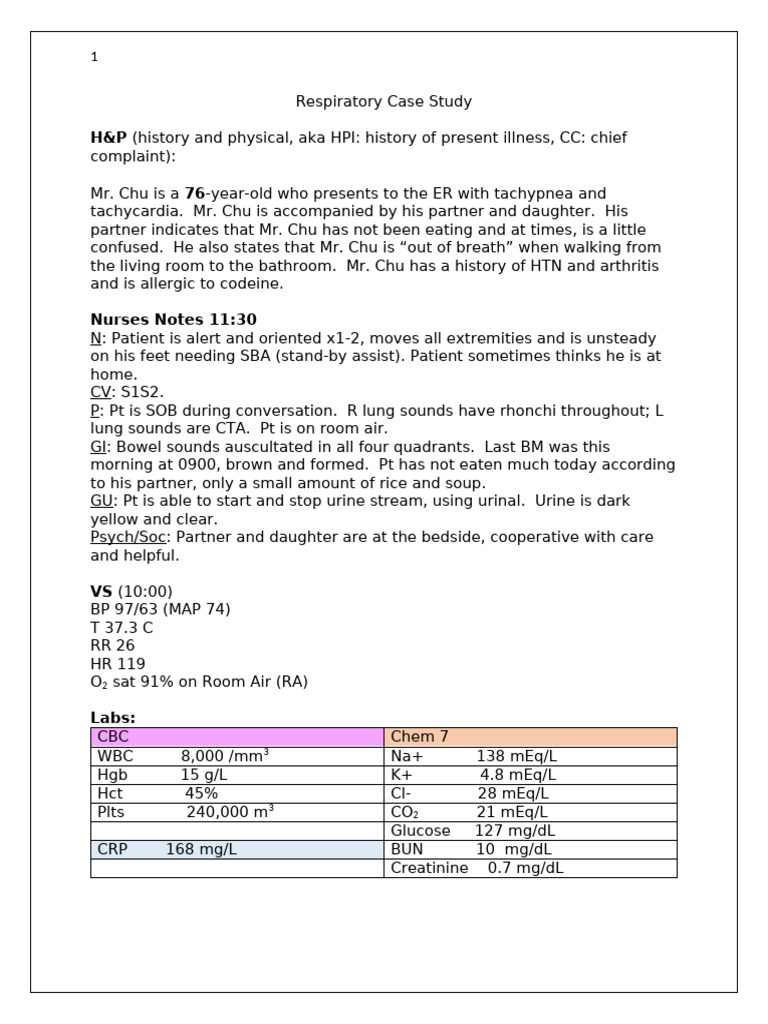 Respiratory Case Study Ajt | PDF | Diseases And Disorders | Medical ...
