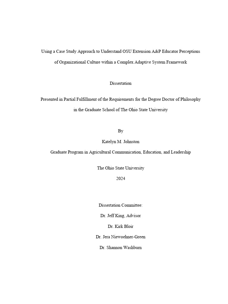 Johnston Dissertation Case Study | PDF | Organizational Culture | System