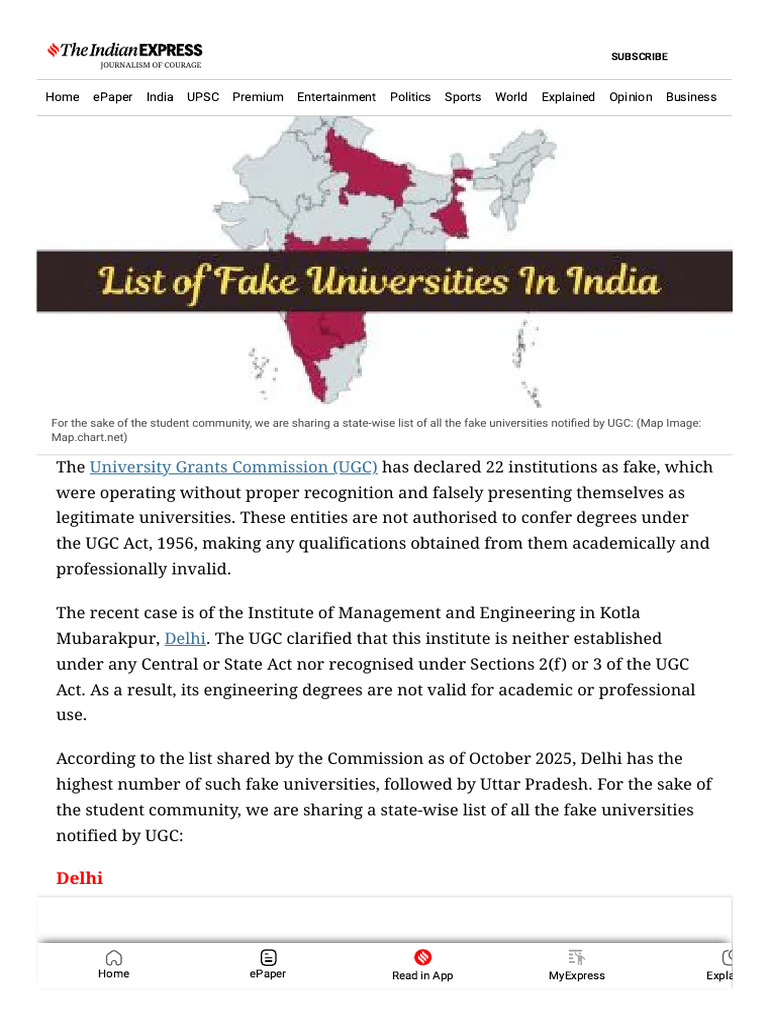List of Fake Universities in India | PDF | Educational Stages | Higher ...