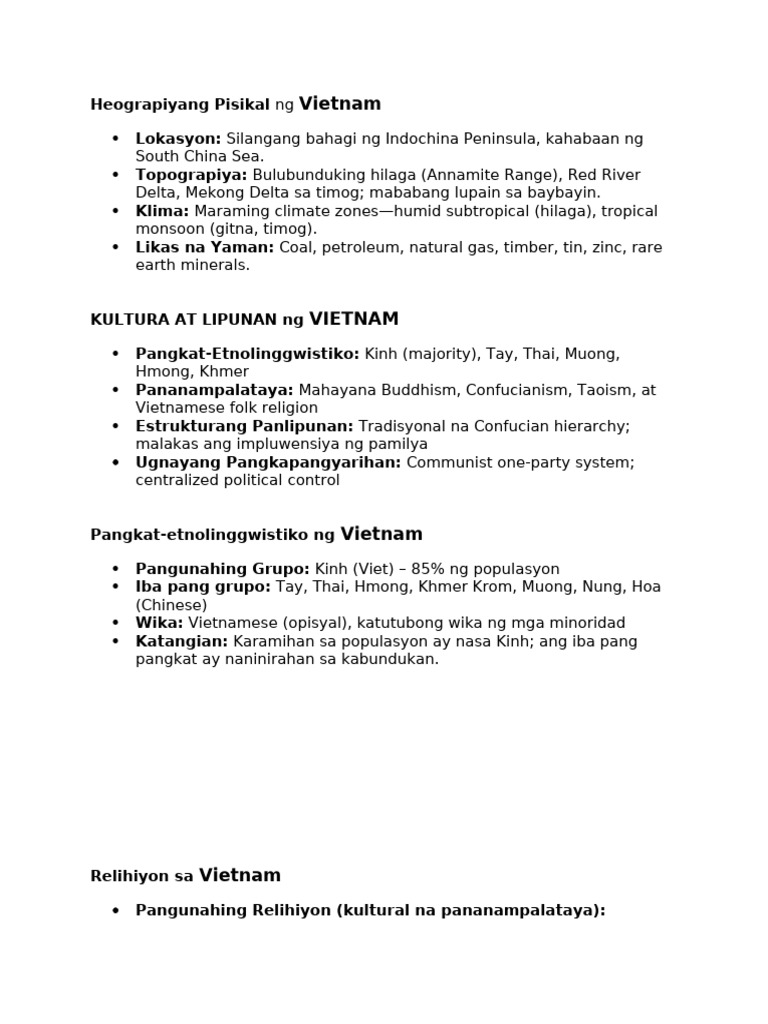 Vietnam Info Sheets | PDF