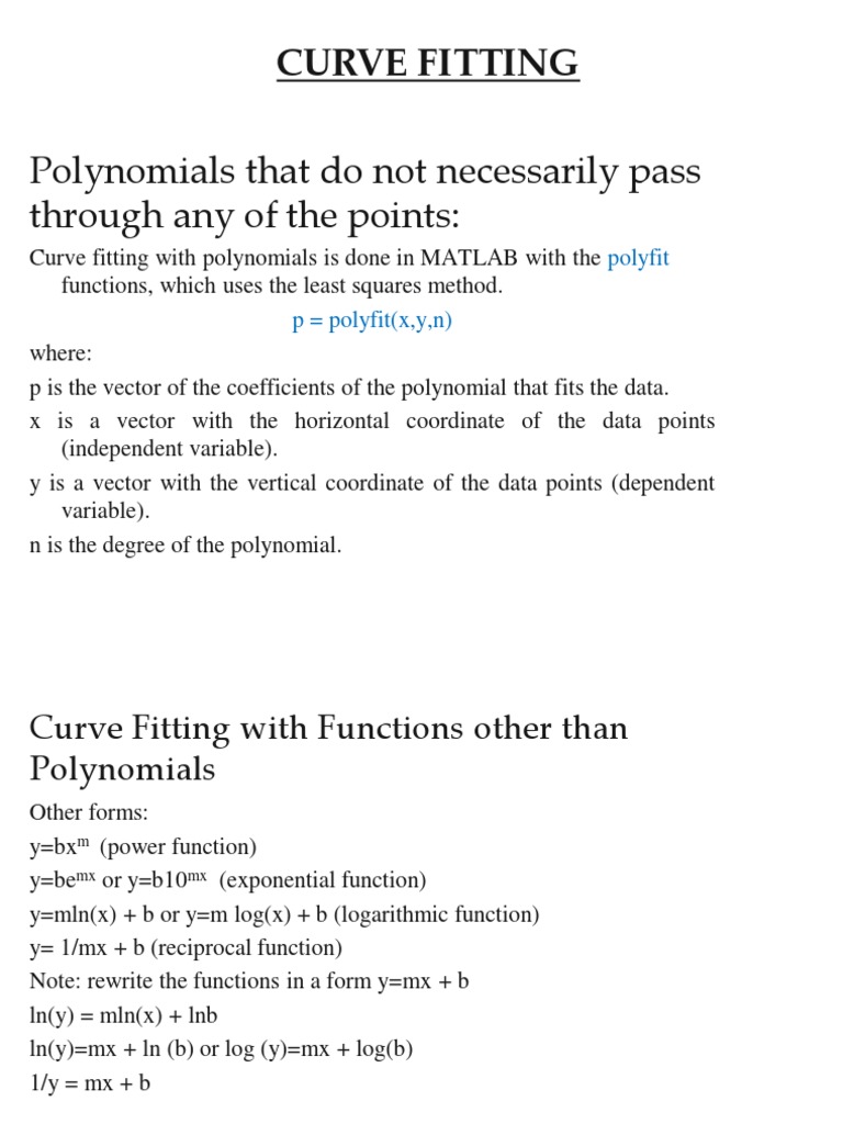 Curve Fitting Pdf Logarithm Cartesian Coordinate System