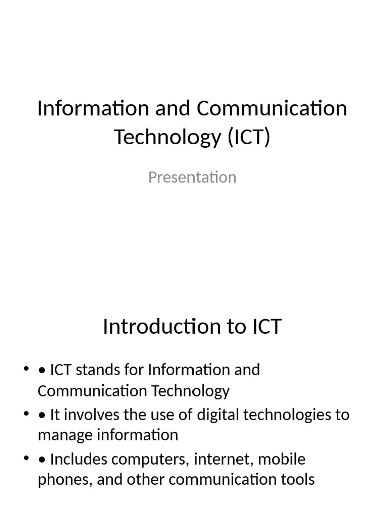 ICT Presentation | PDF