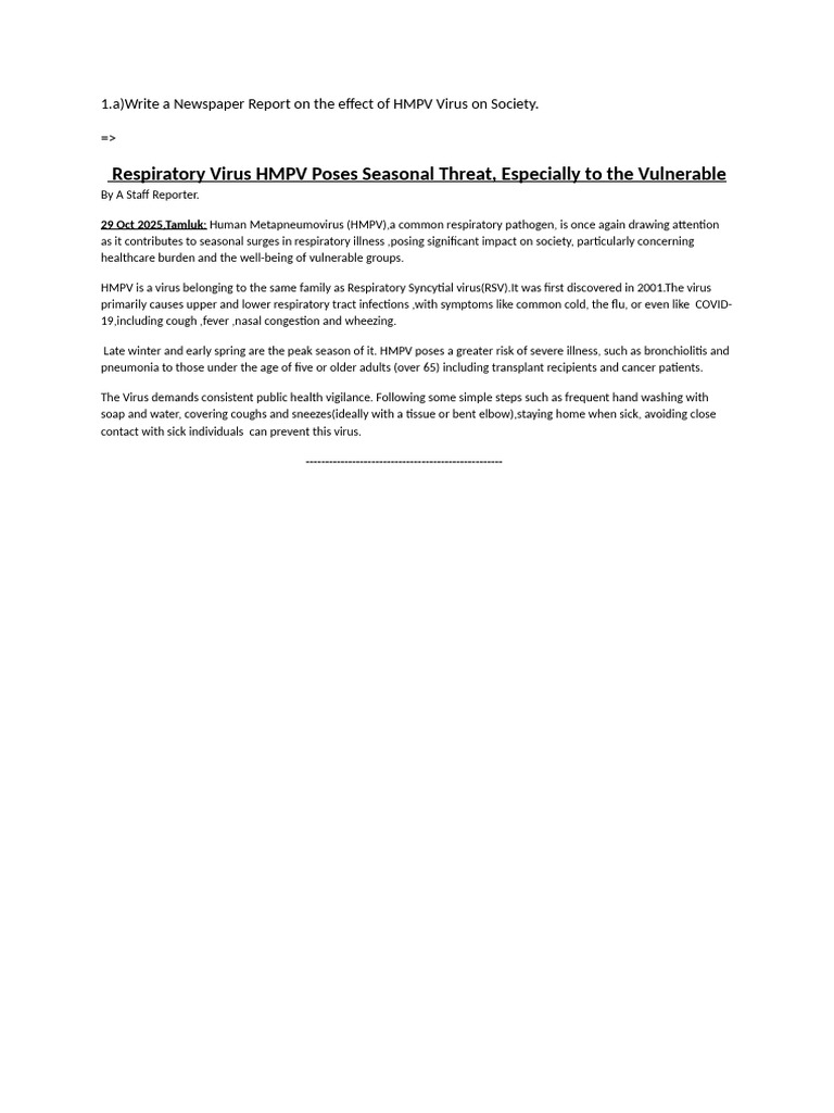 HMPV Report | PDF
