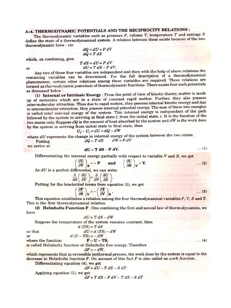 Unit-I Thermodynamics and Phase Transitions | PDF