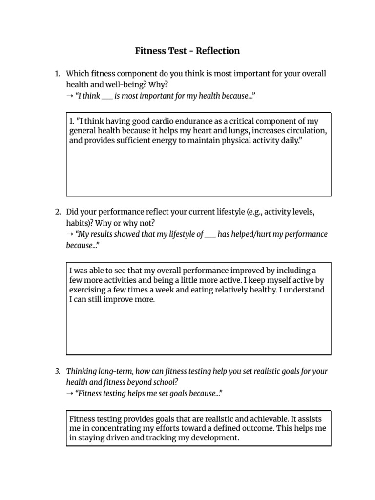 Fitness Test Reflection and Insights | PDF