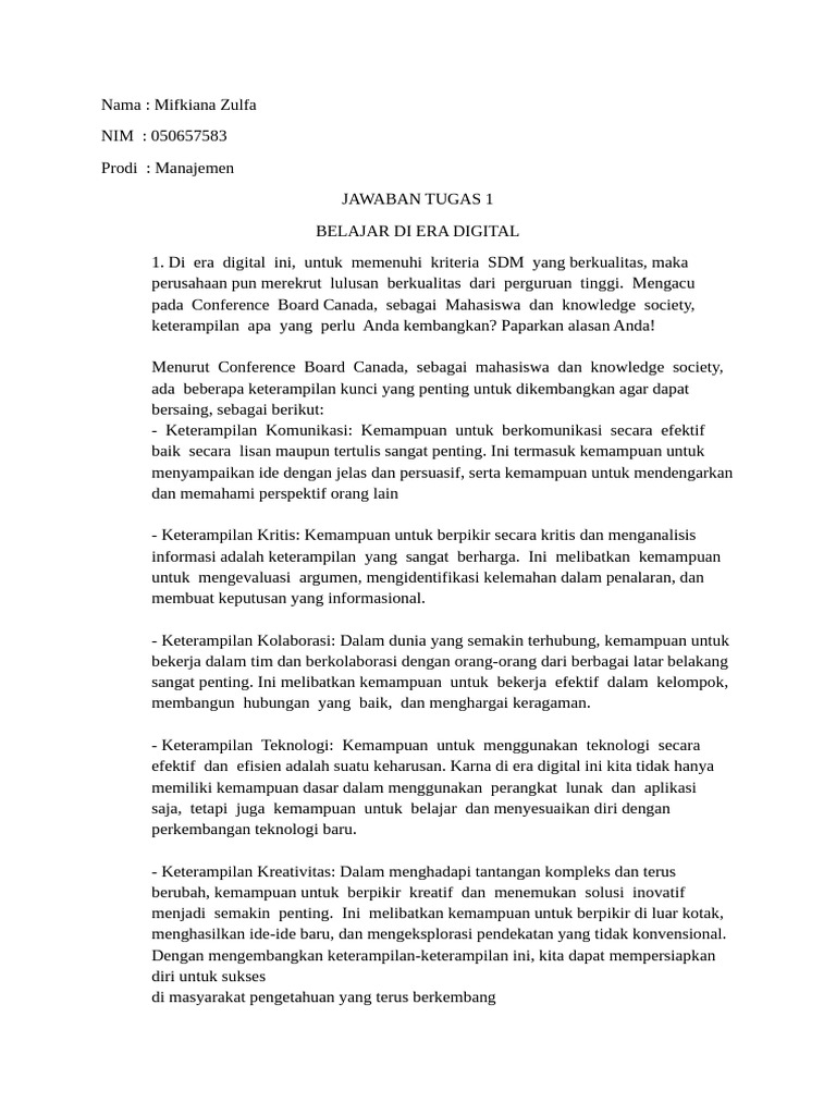 Tugas 1 Belajar Era Digital | PDF
