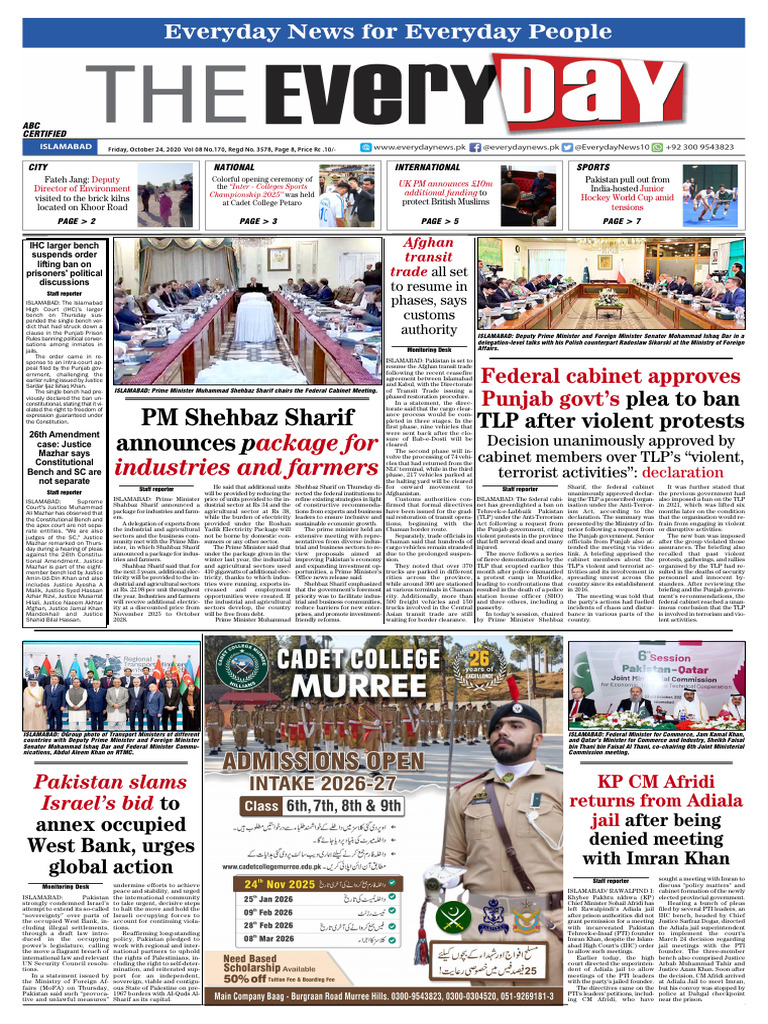 Daily The Everyday News Islamabad Friday 24-10-2025 (1) | PDF