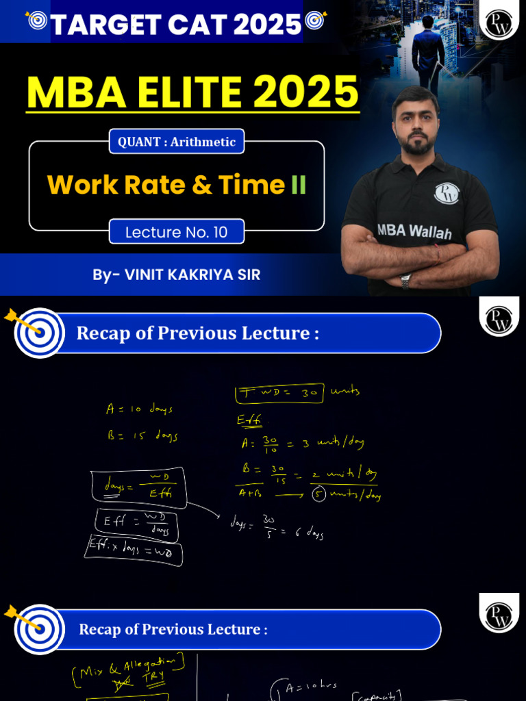 QUANT I 10 Class Notes MBA Elite 2025 (CAT OMETS) | PDF | Hydraulic ...