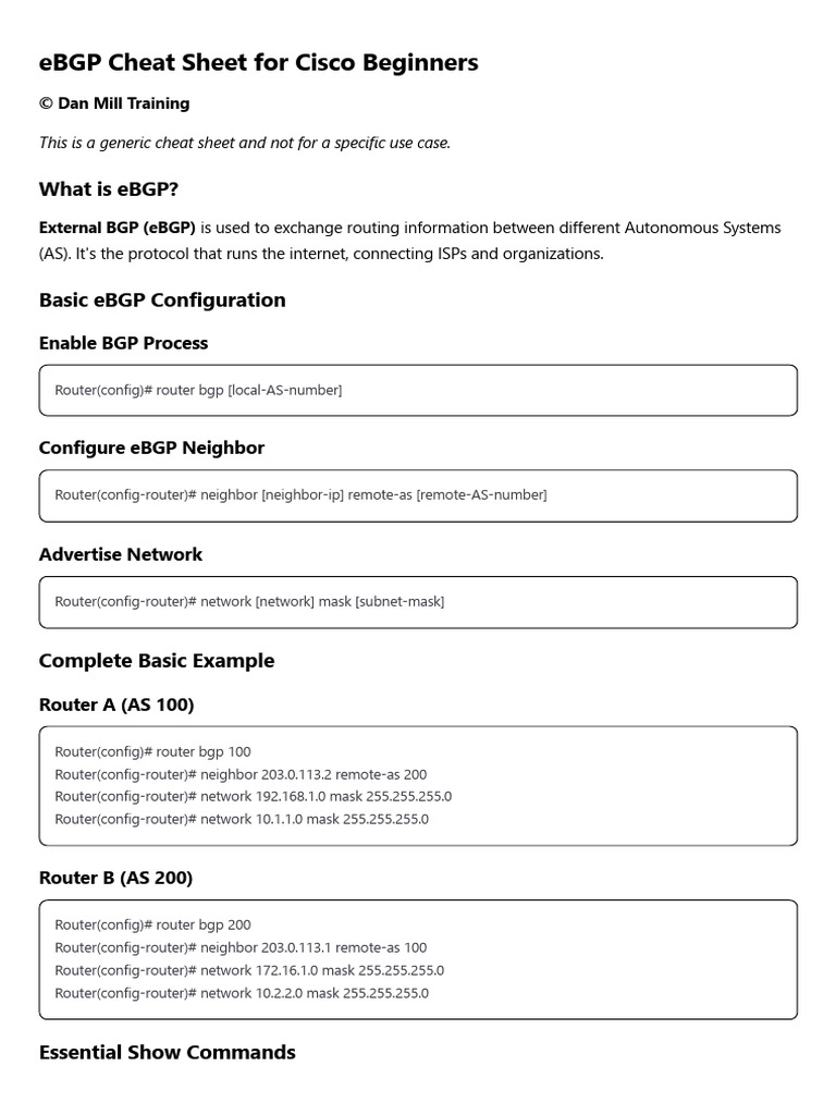 1. EBGP Cheat Sheet | PDF