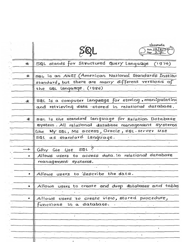 SQL Notes Ronak | PDF