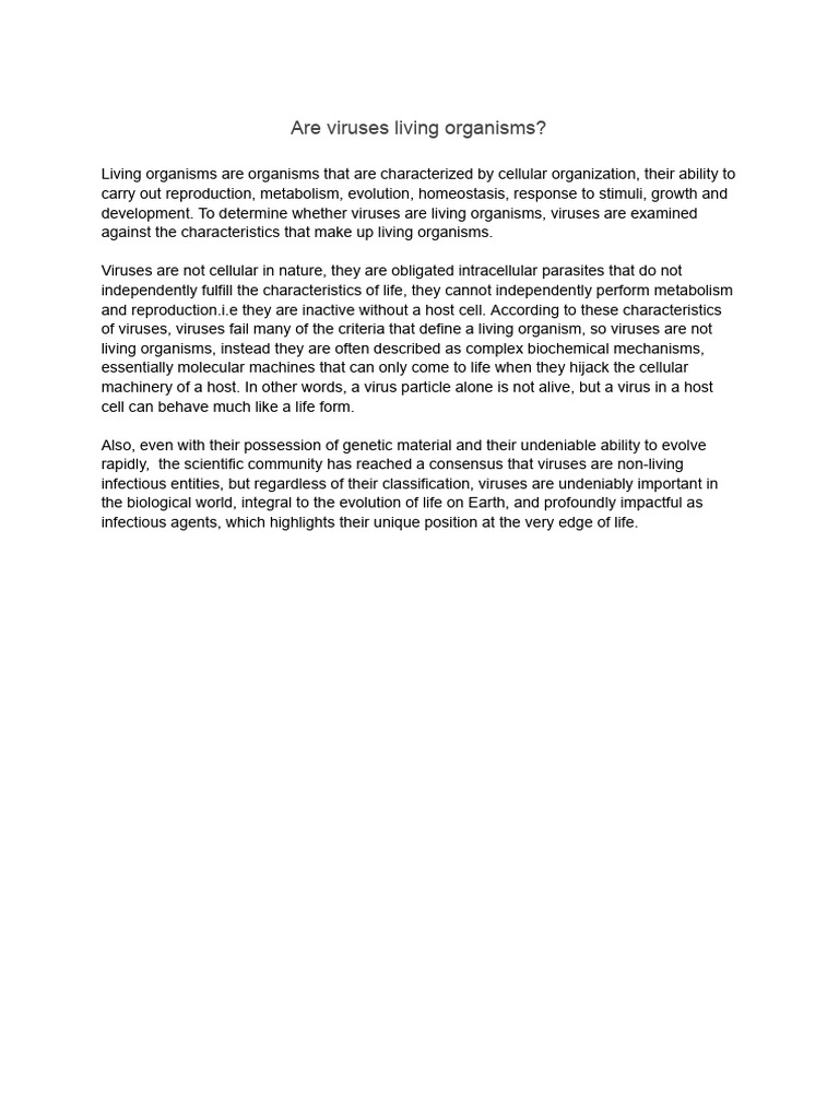 Are Viruses Living Organisms | PDF