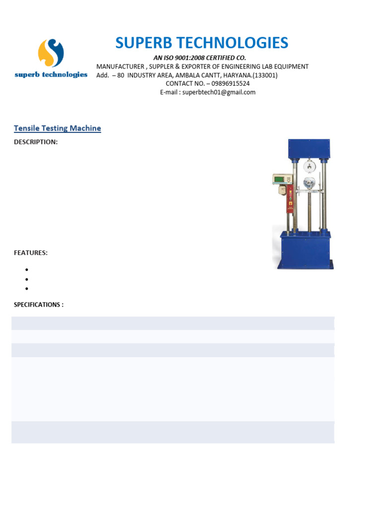 Tensile Testing Machines Manufacturer | PDF