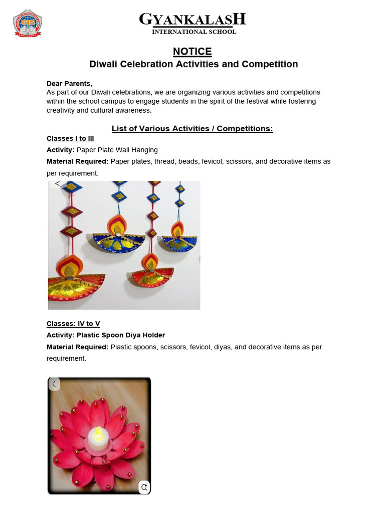Notice Diwali Activity | PDF