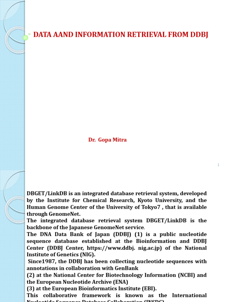 Data Retrieval From DDBJ G Mitra | PDF | Databases | Data Management