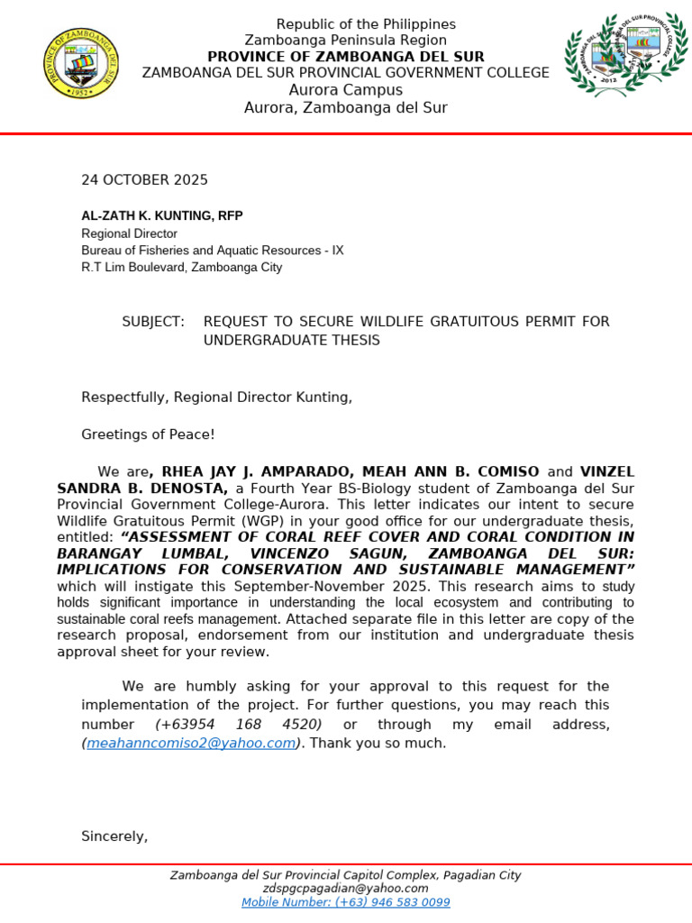 Copy Letter of Intent To Gratuituous PermitRMV2 | PDF | Marine Biology ...