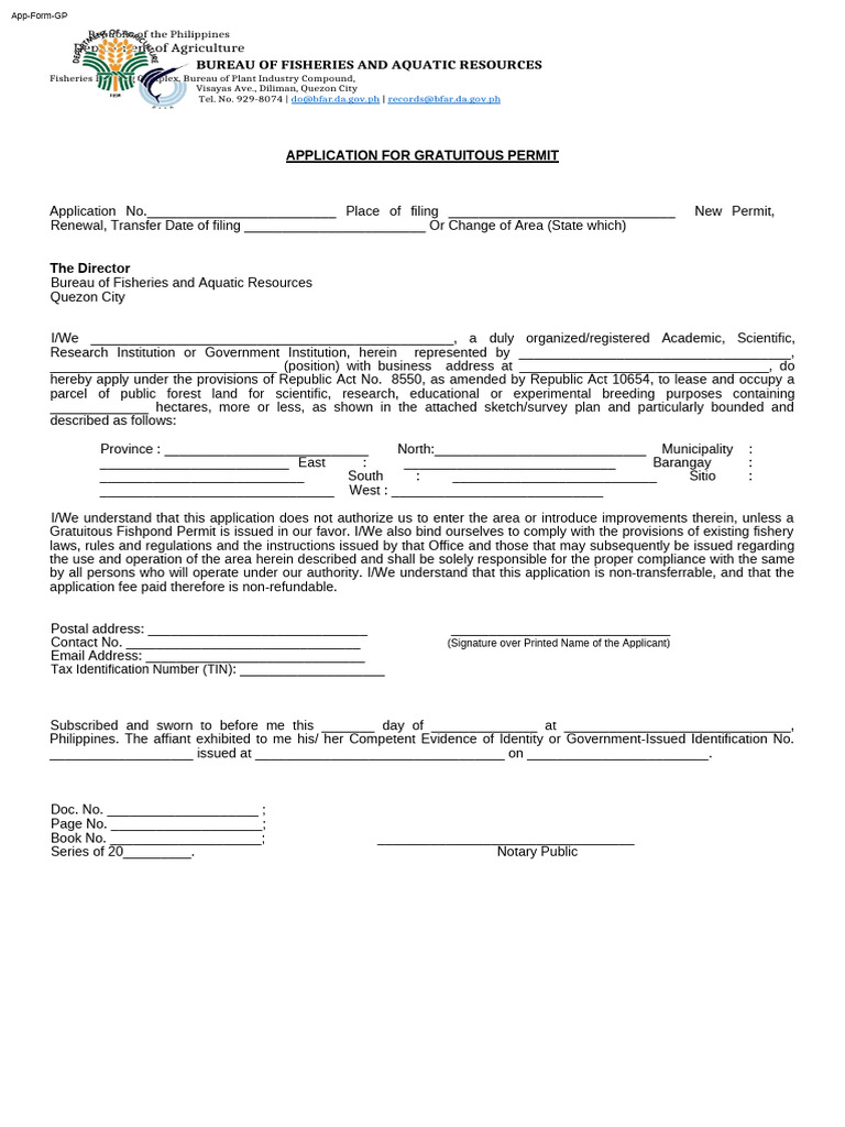 Gratuitous Permit Application Form | PDF