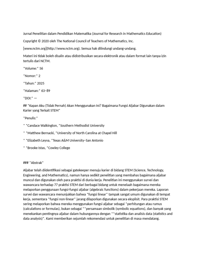 Jurnal Internasional Penelitian Dalam Pendidikan Matematika | PDF