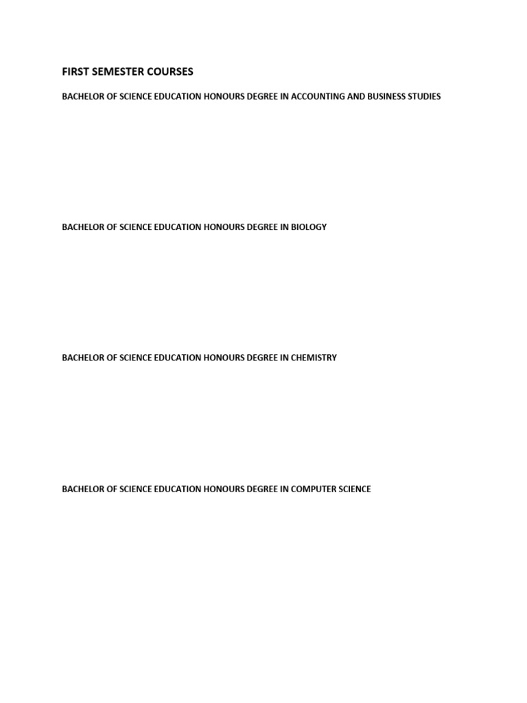 Undergraduate First Semester Courses | PDF