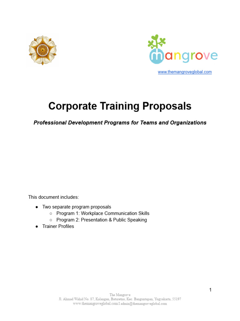 Corporate Training Proposalrevised9sept - Docx (2) - 1 | PDF ...