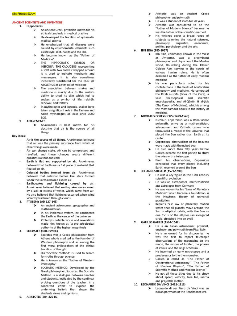 STS Finals Reviewer | PDF