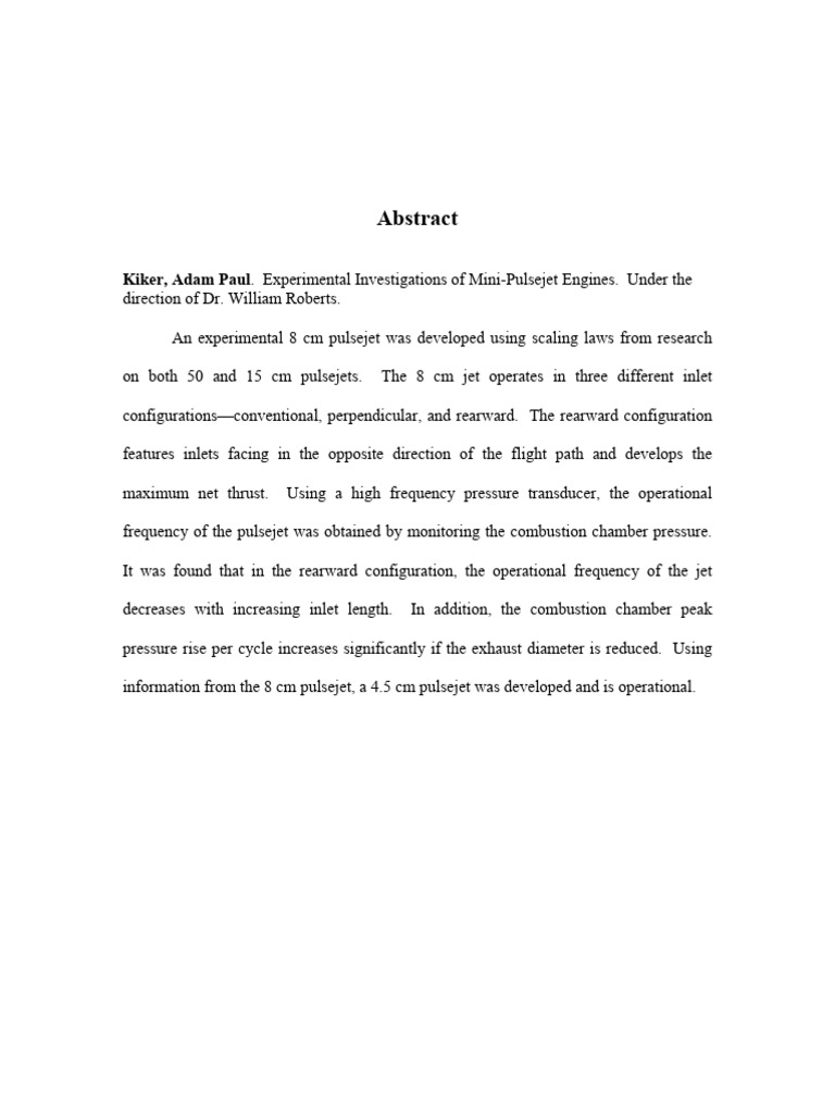 Experimental Investigations of Mini-pulsejet Engines | PDF | Jet Engine ...