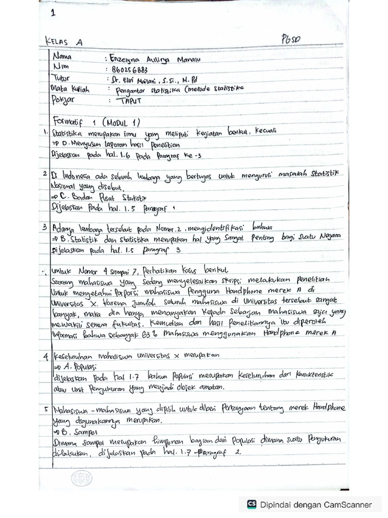 Tes Formatif 1&2 Modul 1 Dan Formatif 1,2& 3 Modul 2 | PDF