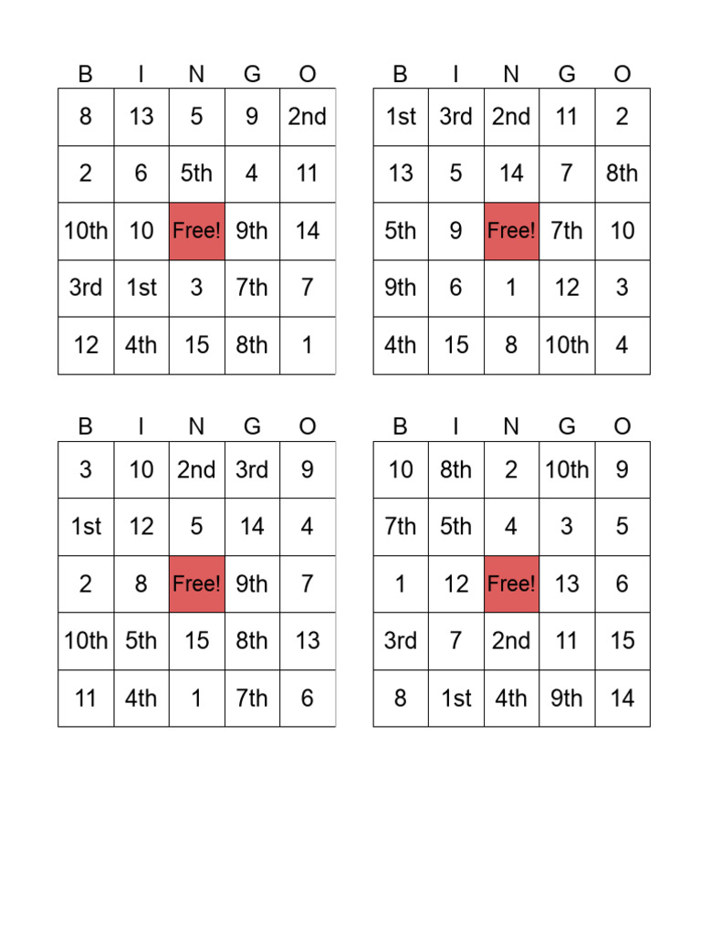 Bingo Ordinal and Cardinal Numbers | PDF | Military Operations | Battles