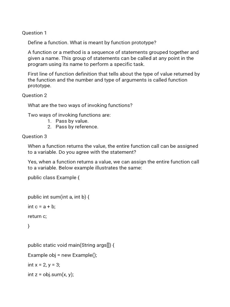 User Defined Functions Class 10 Class Work (Copy) | PDF | Parameter ...