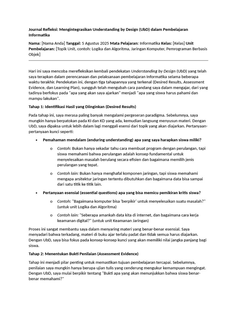Contoh Jurnal Modul UbD | PDF