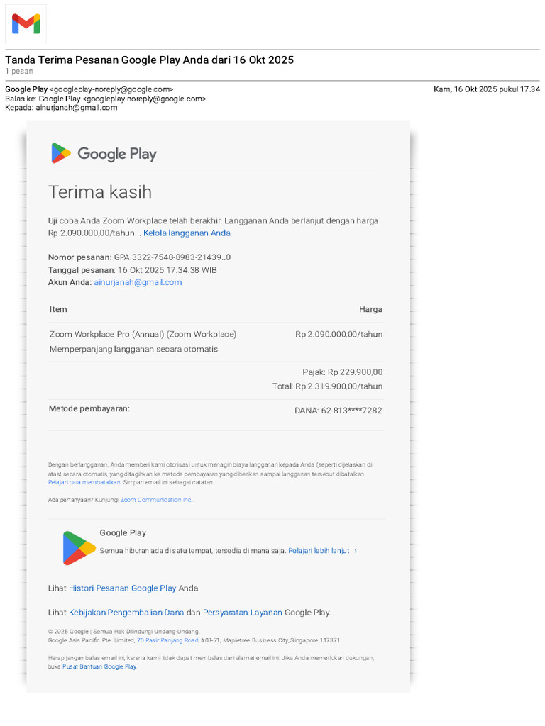 Tanda Terima Pesanan Google Play | PDF