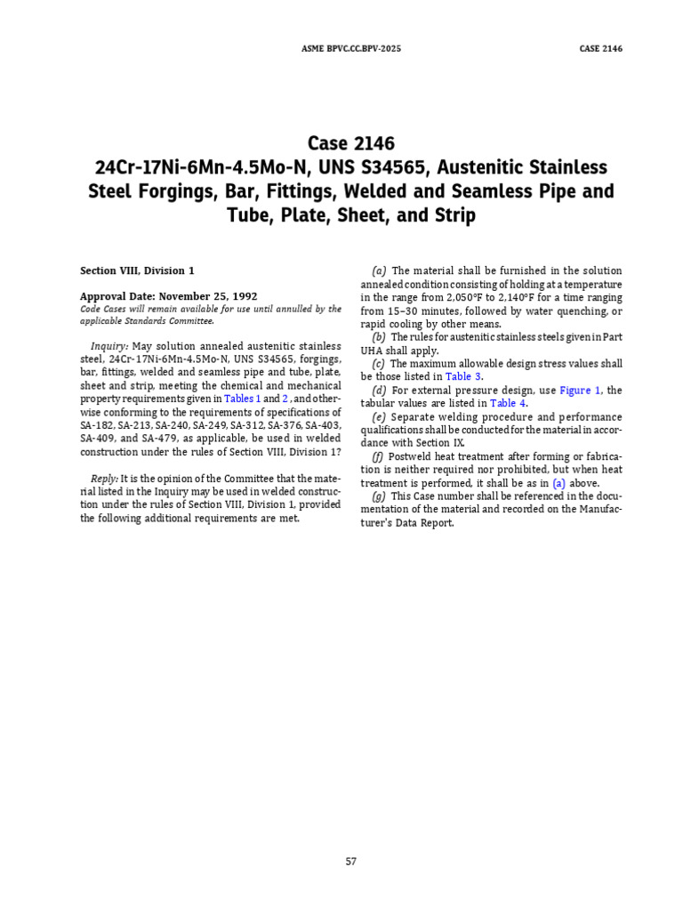 Asme BPVC - CC.BPV Case 2146 | PDF | Pipe (Fluid Conveyance) | Welding