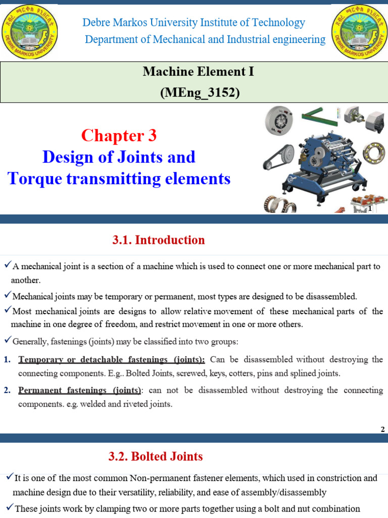 Chapter 3 Design of Joints and Torque Transmitting Elements 3 | PDF ...