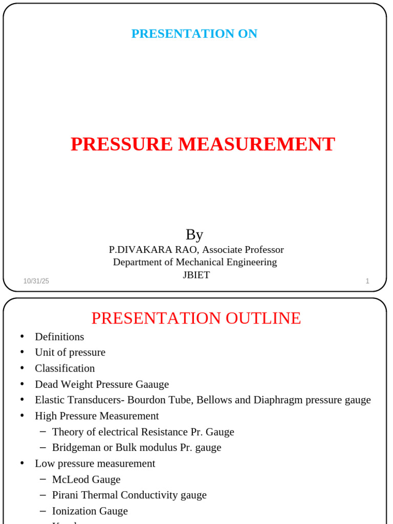 PPT - Pressure Measurement | PDF | Pressure Measurement | Pressure