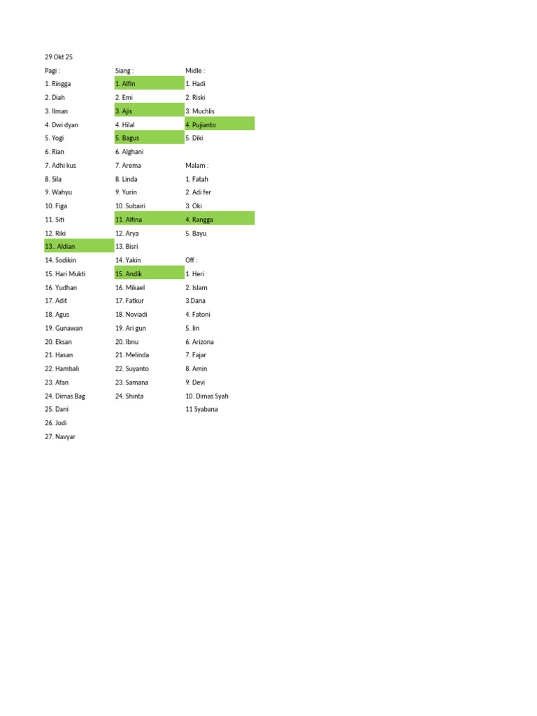 Jadwal 29 Okt 25 | PDF
