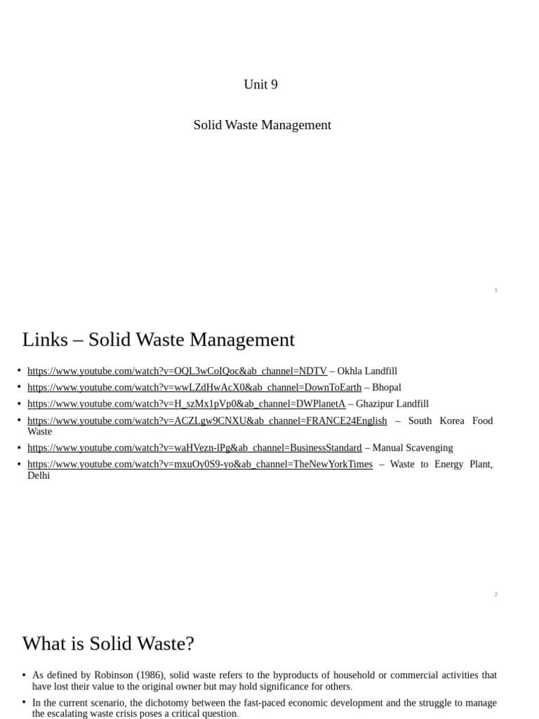 Module 9 - Solid Waste Management | PDF | Waste | Waste Management