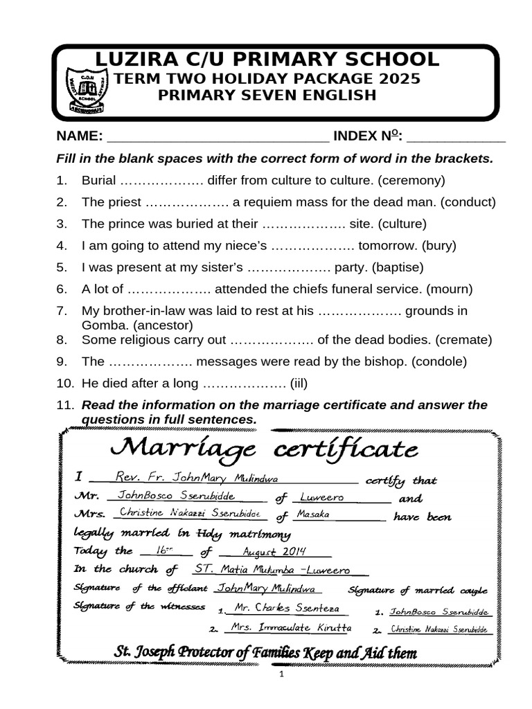 Primary Seven Holiday Package 2025 | PDF | Mulch