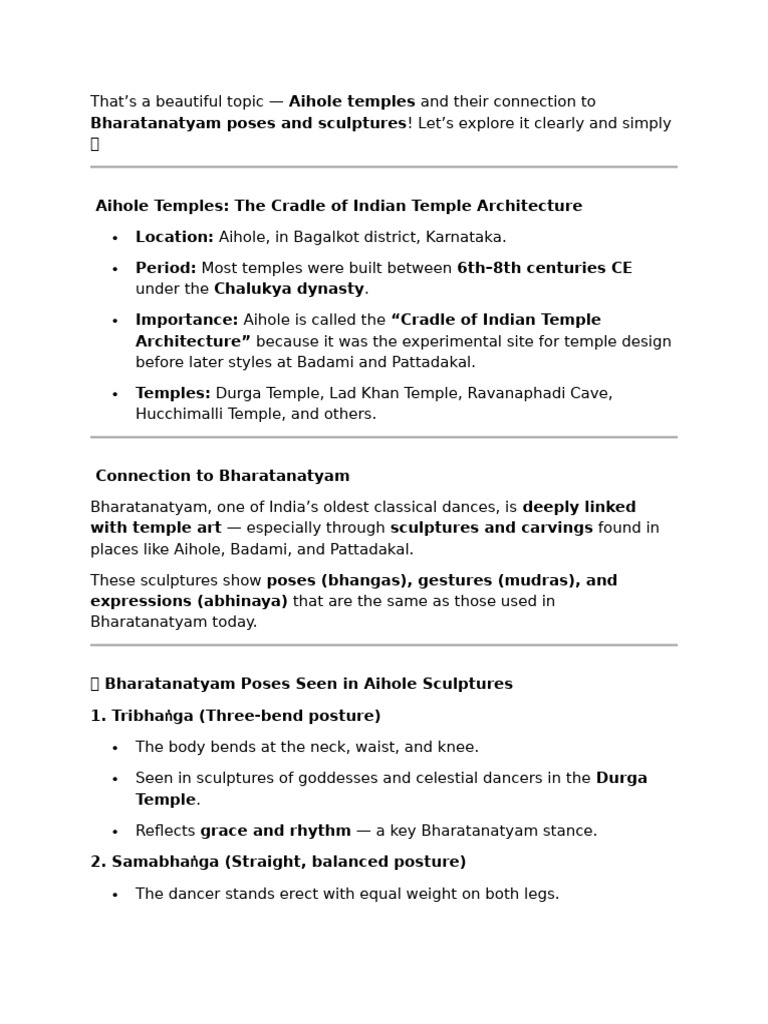 Aihole Bharatanatyam Poses | PDF