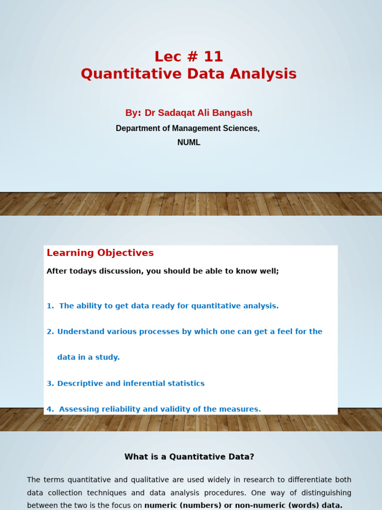 QRM Lec # 11 Quantitative Data Analysis | PDF | Level Of Measurement | Variance