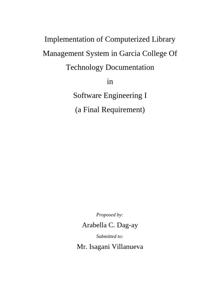 Computerized Library Management System Documentation by Arabella | PDF | Html | Java Script